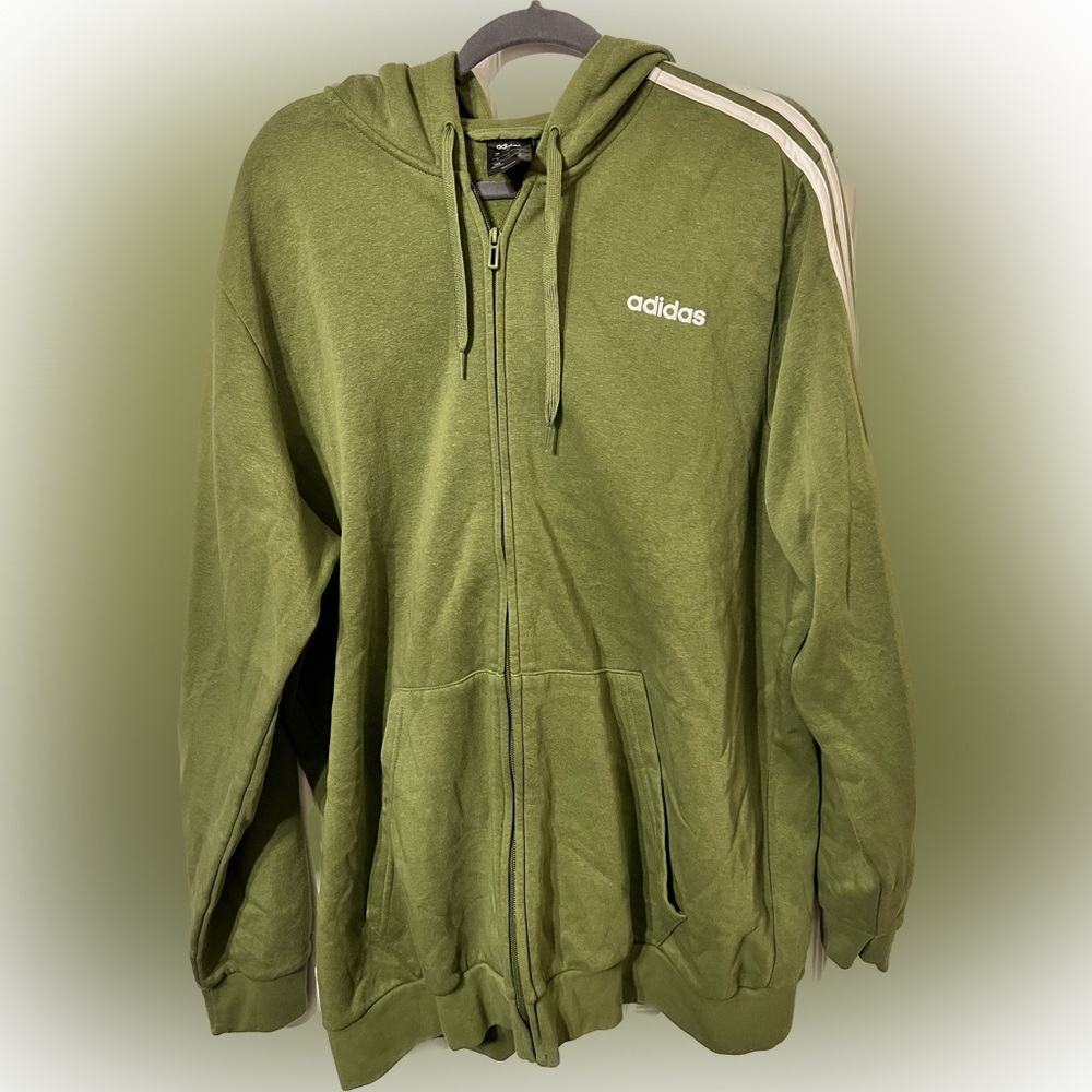 Rare Adidas Zip-Up Hoodie In Vintage Green - Gem